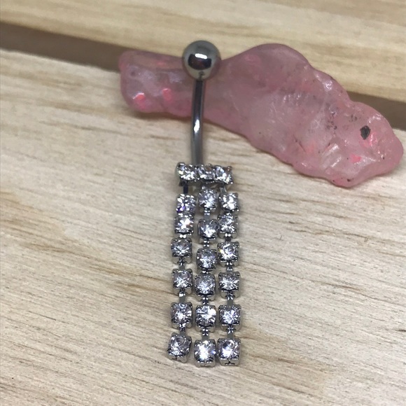 Jewelry | Clear Gem Dangle Belly Button Ring 14 Gauge | Poshmark